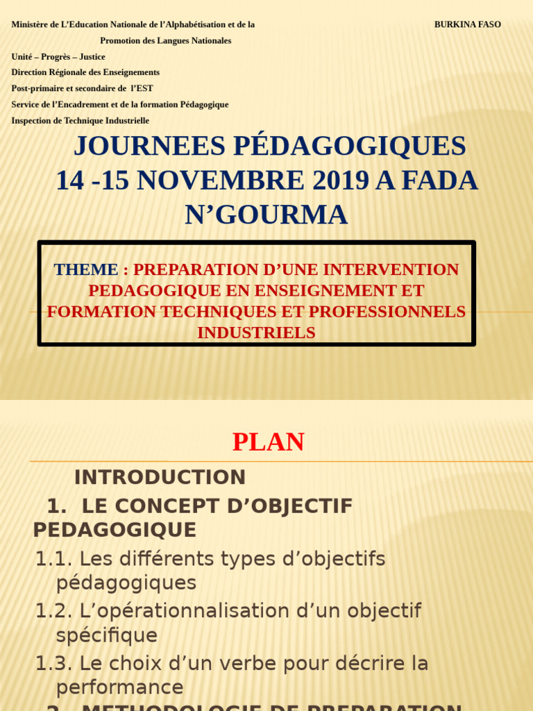 Objectifs Pédagogiques en EFTP | PDF | Pédagogie | Apprentissage