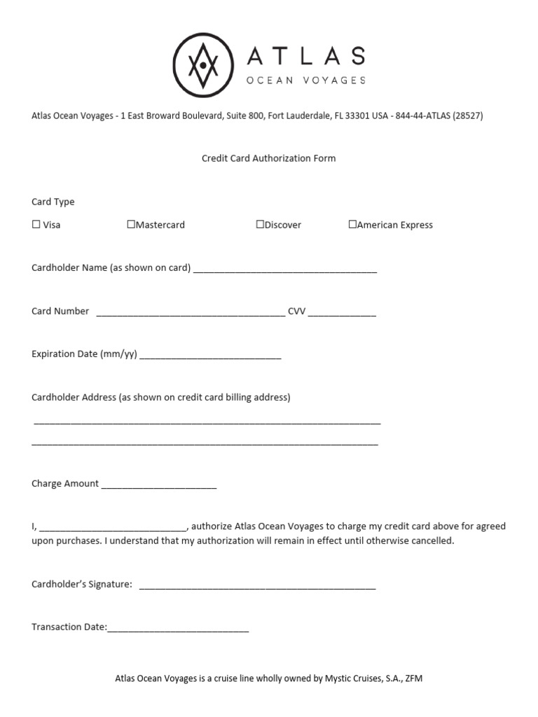 Atlas - Credit Card Authorization Form | PDF