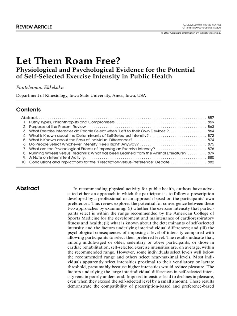 Ekkekakis let them roam free 2009 | PDF | Physical Fitness