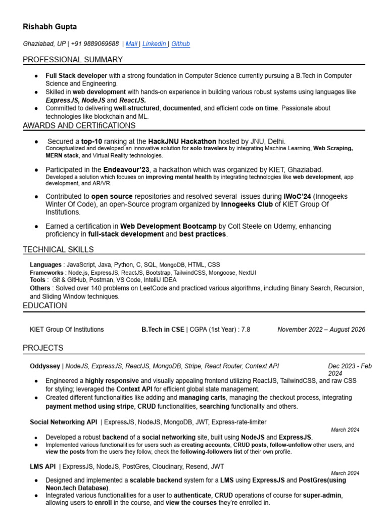 Backend Resume | PDF | Computing | Software Development