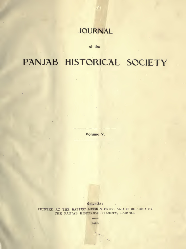 1918 Journal of The Panjab Historical Society Vol 5 To 8 | PDF