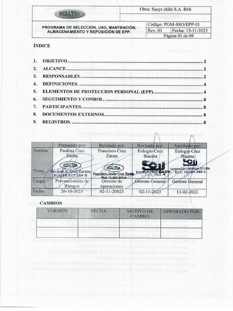 Programa de Selección, Uso, Mantención, Almacenamiento, y Reposición de EPP | PDF