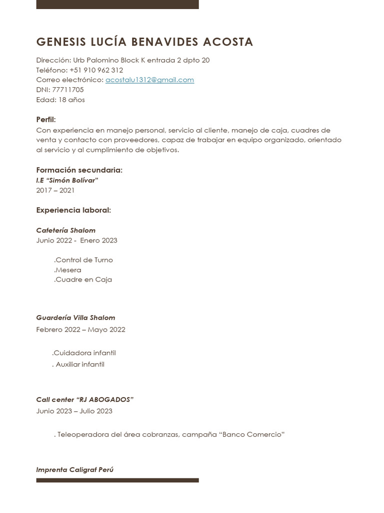 CV Lucia Acosta | PDF