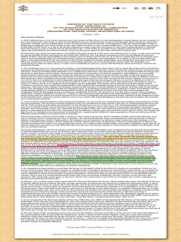 To The Bishops of Washington, Oregon, Idaho, Montana and Alaska (U.S.A ...