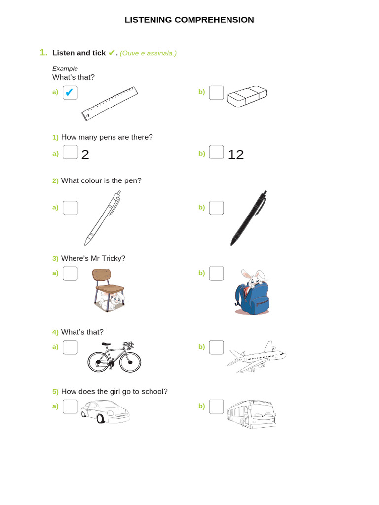 Listening and Reading Comprehension Activities | PDF | Stationery