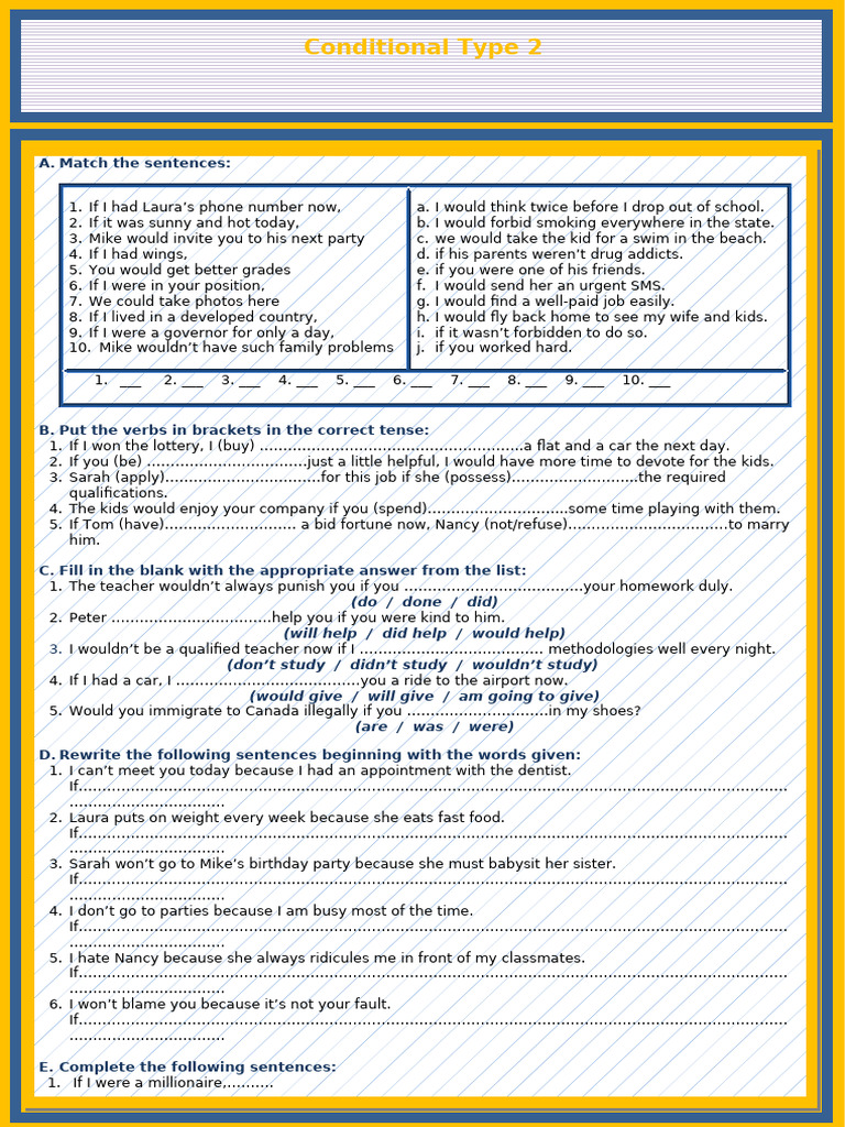 Conditional Type 2 - 87135 | PDF | Linguistic Morphology | Syntax