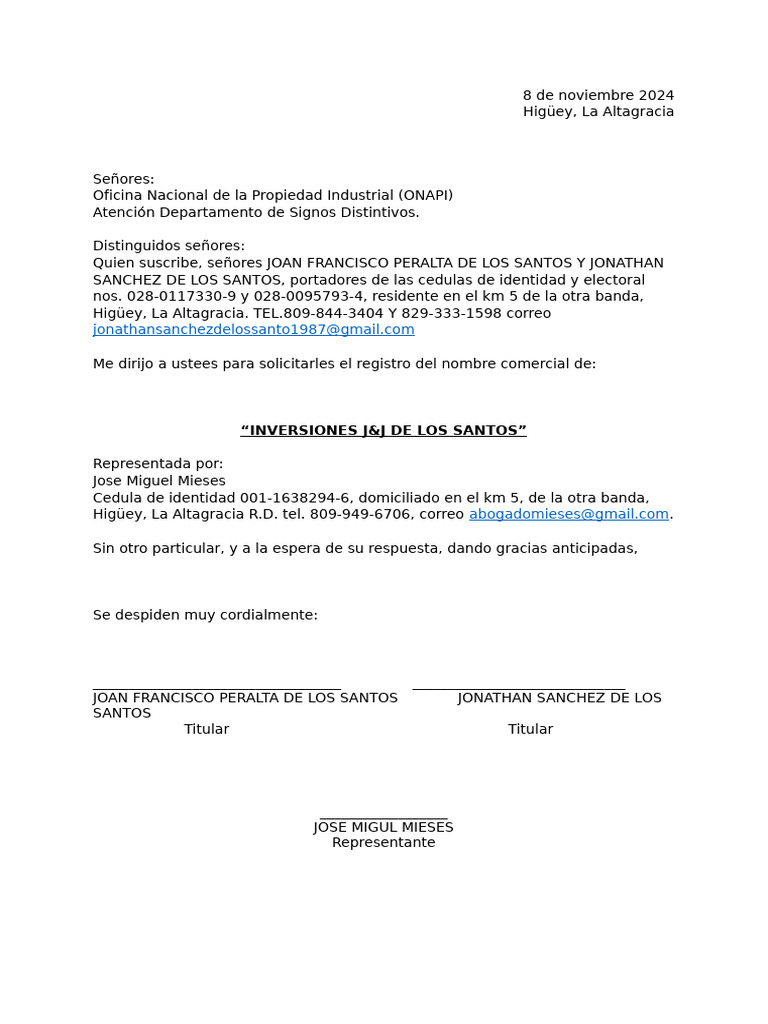 Carta de Onapi J | PDF