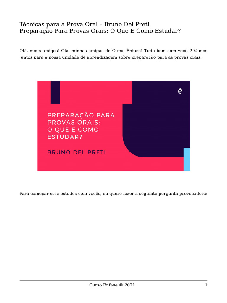 Preparação para Provas Orais em Concursos | PDF | Inteligência ...