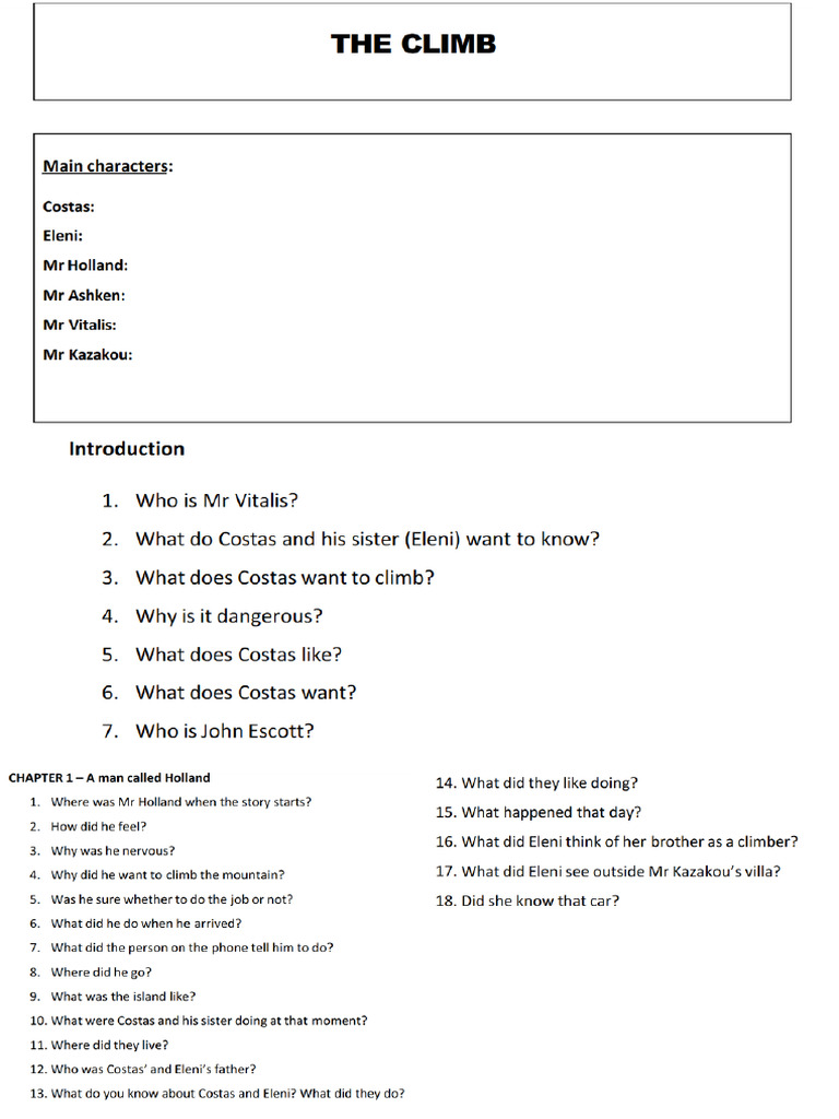 The Climb by John Escott Assignment | PDF