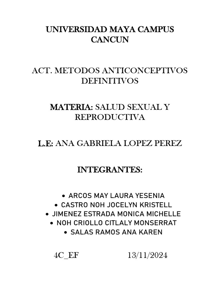 Metodos Anticonceptivos Definitivos | PDF | Control de la natalidad ...