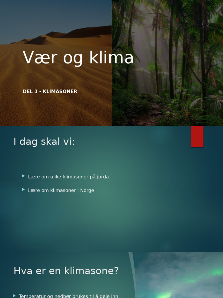 Vær Og Klima Del 3 - Klimasoner | PDF