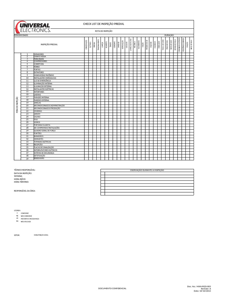 MAN-RGO-003 - A - Check List de Inspeção Predial | PDF