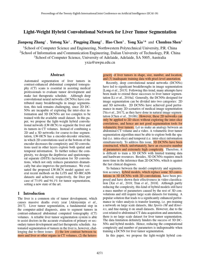 Light-Weight Hybrid Convolutional Network For Liver Tumor Segmentation ...
