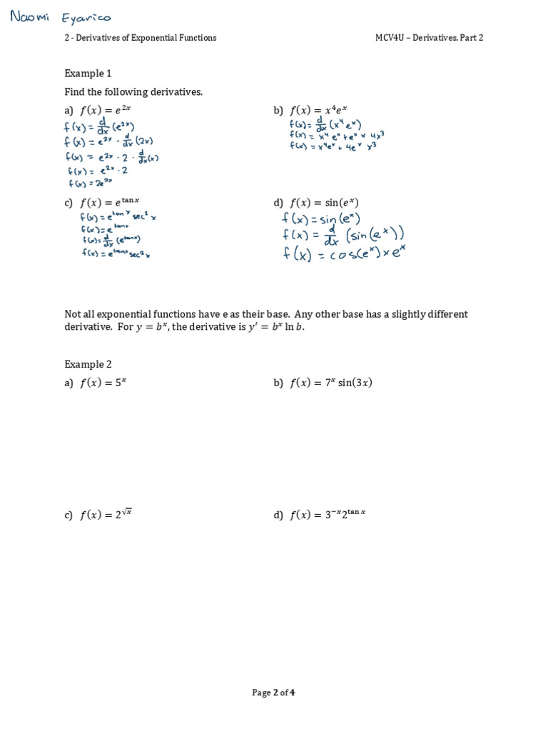 Calculus: Exponential Derivatives | PDF | Derivative | Operator Theory