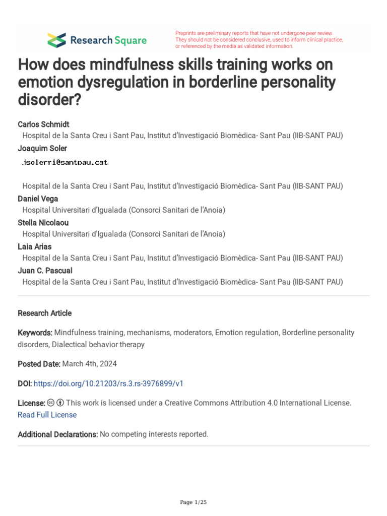 How Does Mindfulness Skills Training Work To Impro | PDF | Dialectical ...