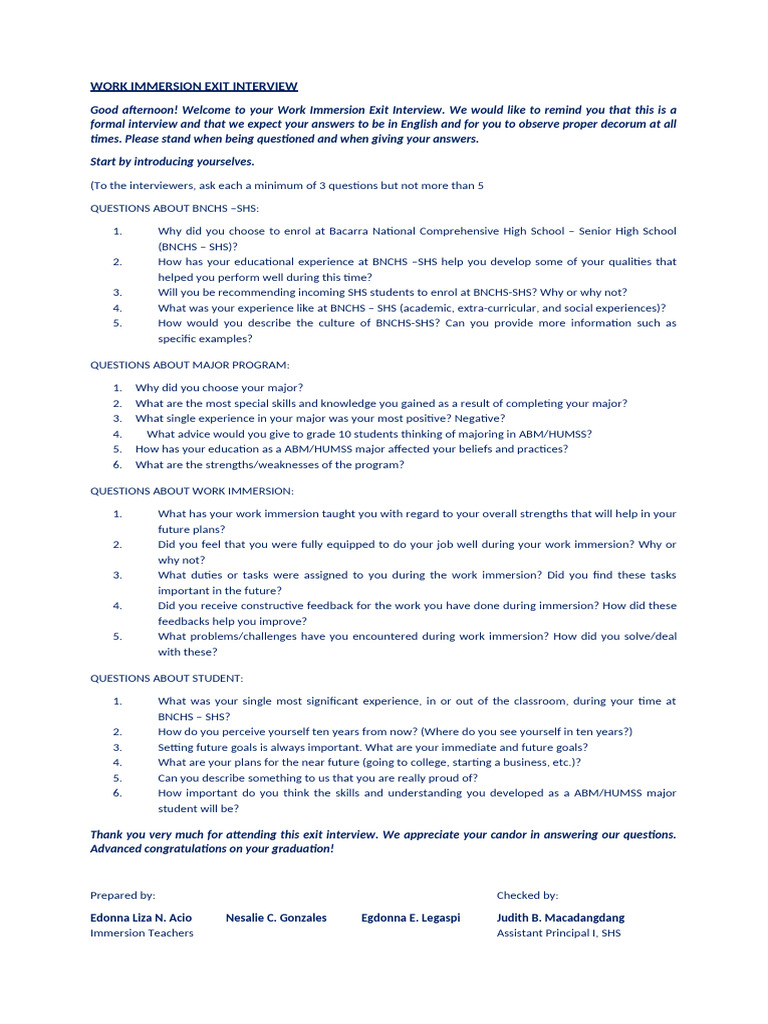 exit-interview | PDF | Intelligence | Behavior Modification