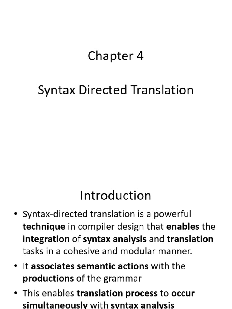 Chapter 4 Syntax Directed Translation | PDF | Parsing | Compiler