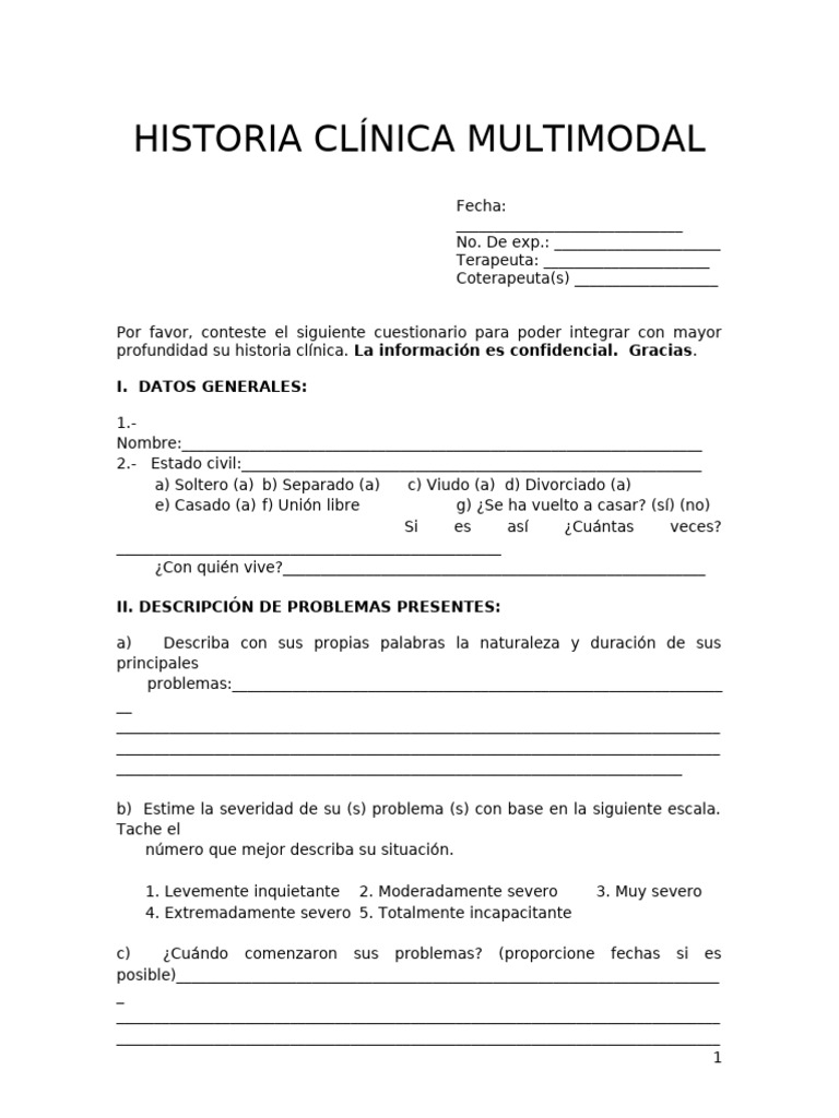 Historia Clinica Multimodal | PDF | Sueño