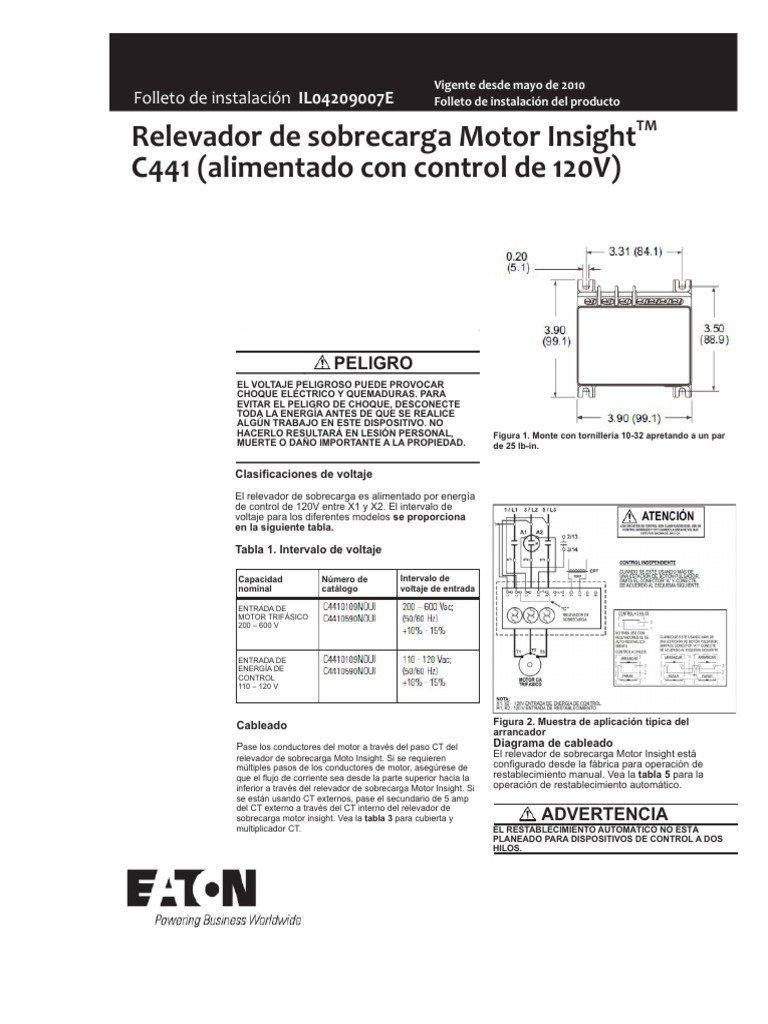 RELEVADOR DE SIOBRECARGA MOTOR INSIGHT C441 | PDF | Corriente eléctrica ...