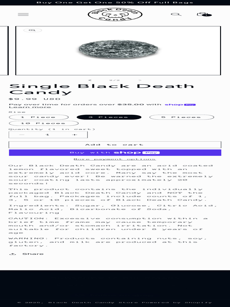 Single Black Death Candy - Black Death Candy Store | PDF