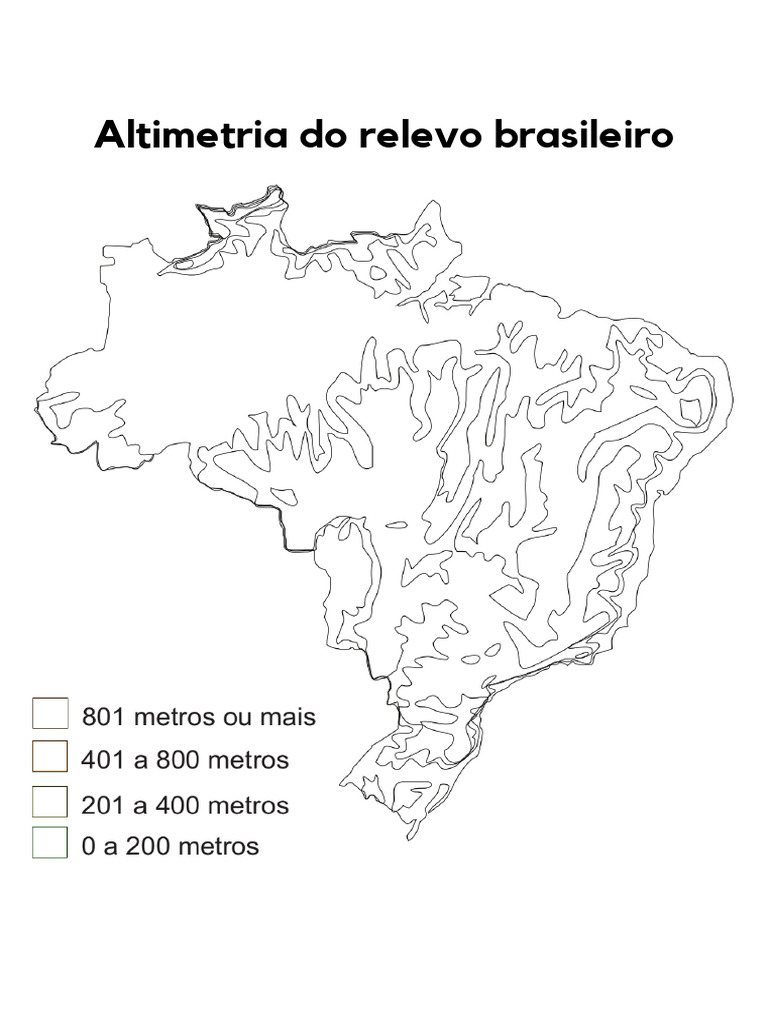 Mapa para Colorir - Altimetria Do Relevo Brasileiro | PDF