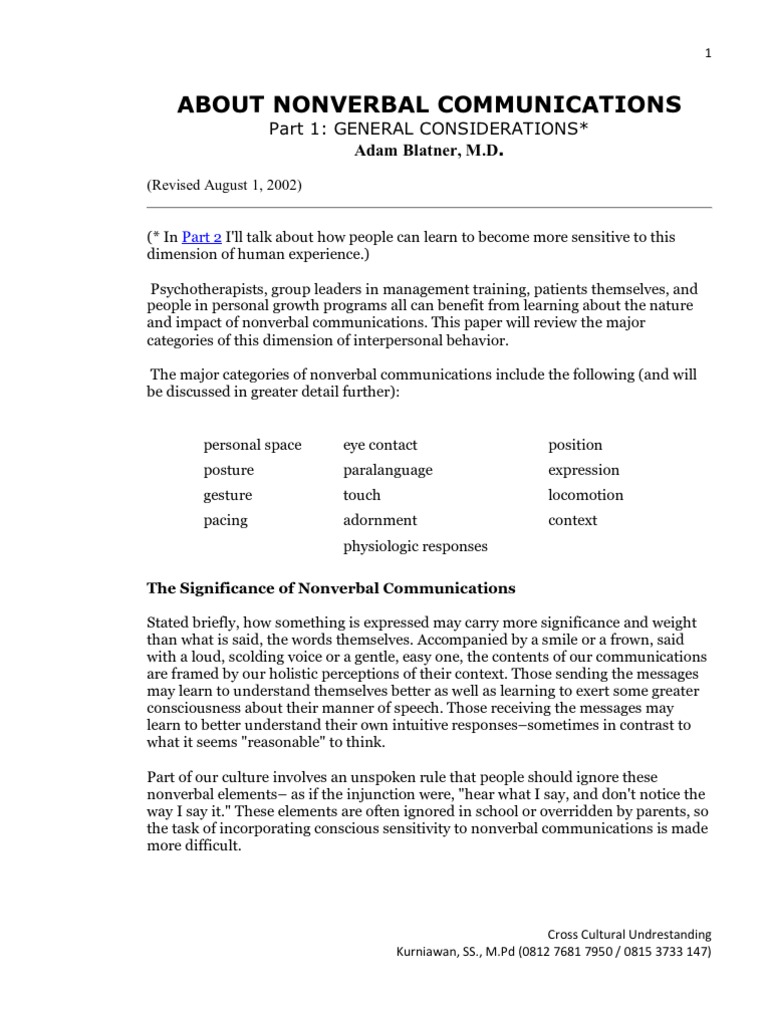 About Nonverbal Communications | Download Free PDF | Nonverbal ...