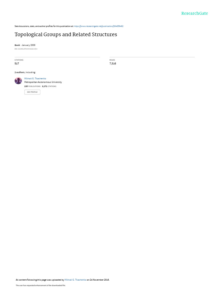 Topological Groups and Related Structures: January 2008 | PDF | Group ...