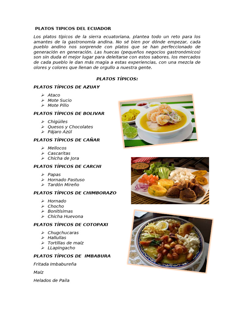 Platos Tipicos Del Ecuador | PDF | Preparación de comida y bebida ...