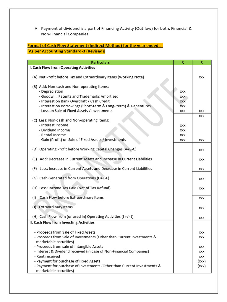 Cash Flow Notes | PDF | Dividend | Income Statement