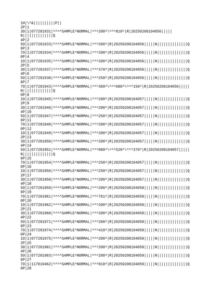 Sample Normal Test Results Data | PDF