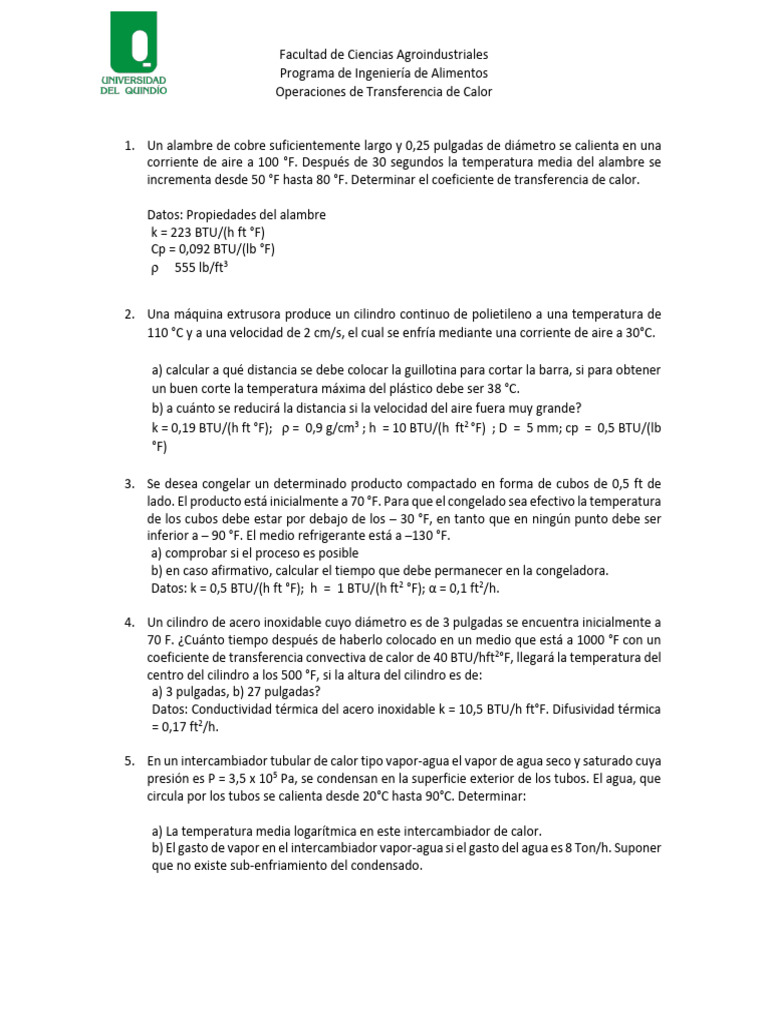 Taller OTC 2 | PDF | Intercambiador de calor | Agua