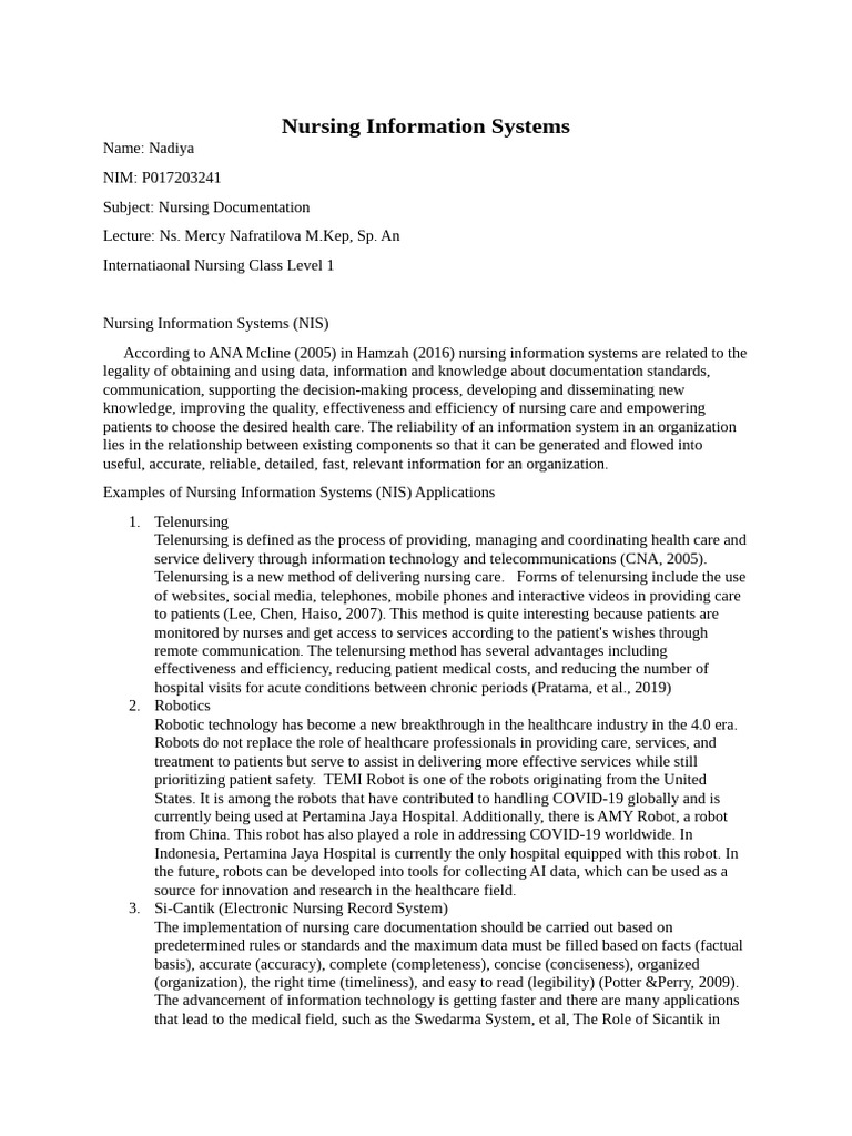 Nursing Information Systems | PDF | Electronic Health Record | Medical Record