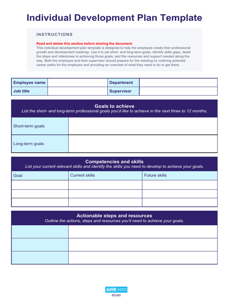 Individual Development Plan Template | PDF