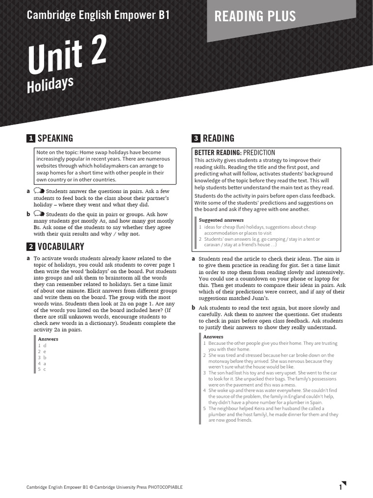 Unit 2 Reading Plus Teacher's Notes | PDF | Learning