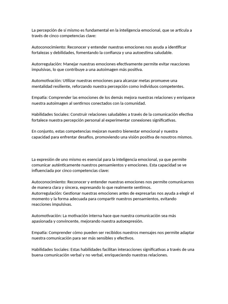 Importancias de La Percepción de Sí Mismo en La Inteligencia Emocional ...