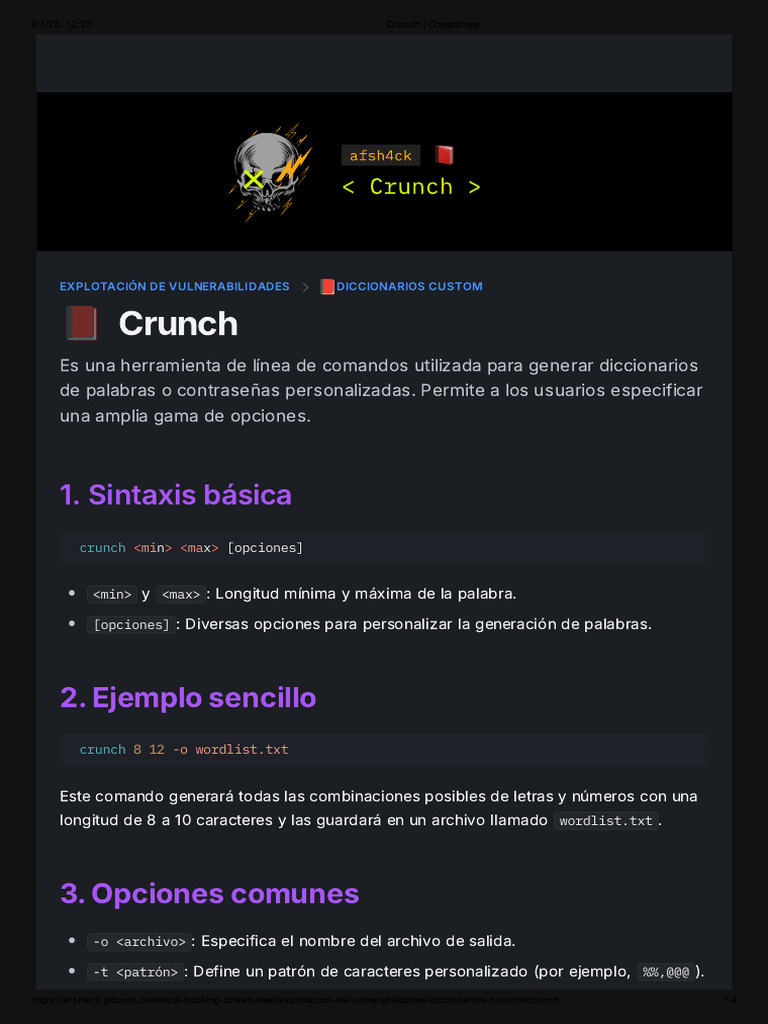 Generación de Diccionarios con Crunch | PDF | Contraseña | Informática