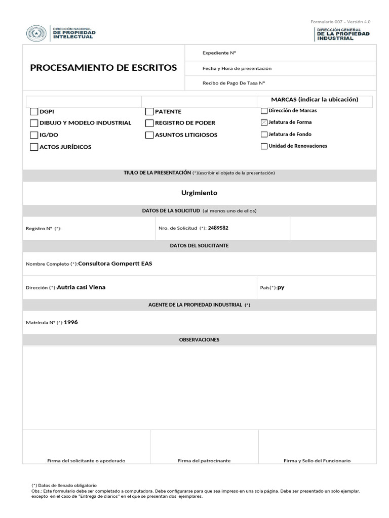 Formulario 007 | PDF