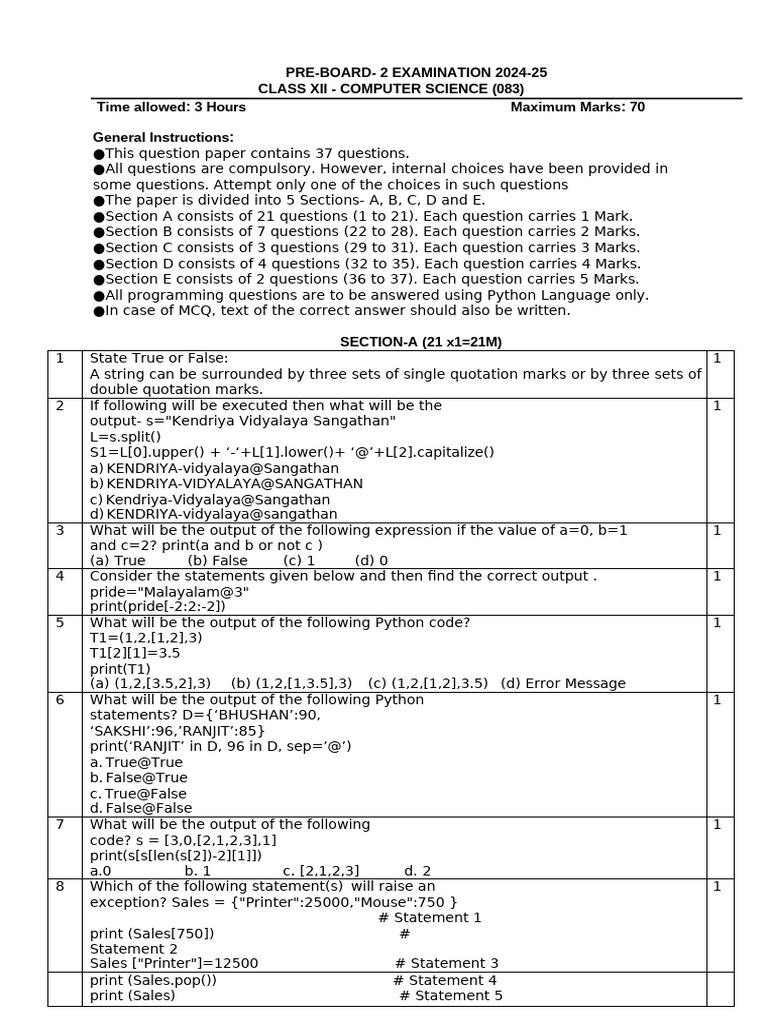 Computer Science Class 12 | PDF | Parameter (Computer Programming) | Table (Database)