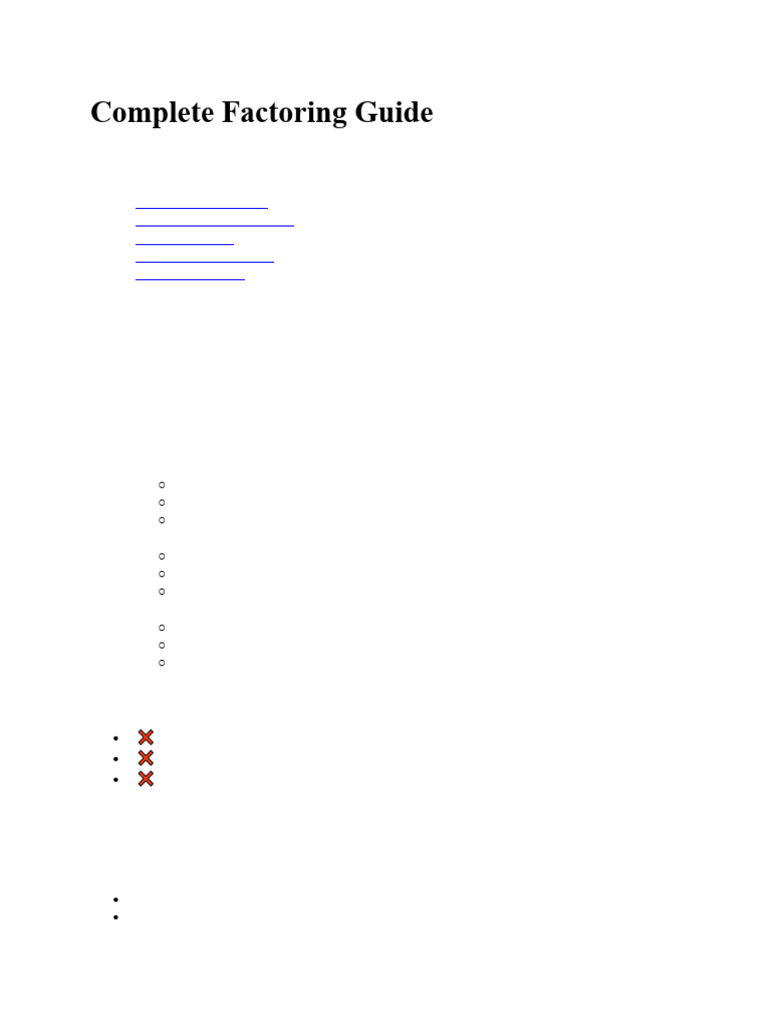 Complete Factoring Guide | PDF | Factorization | Mathematics