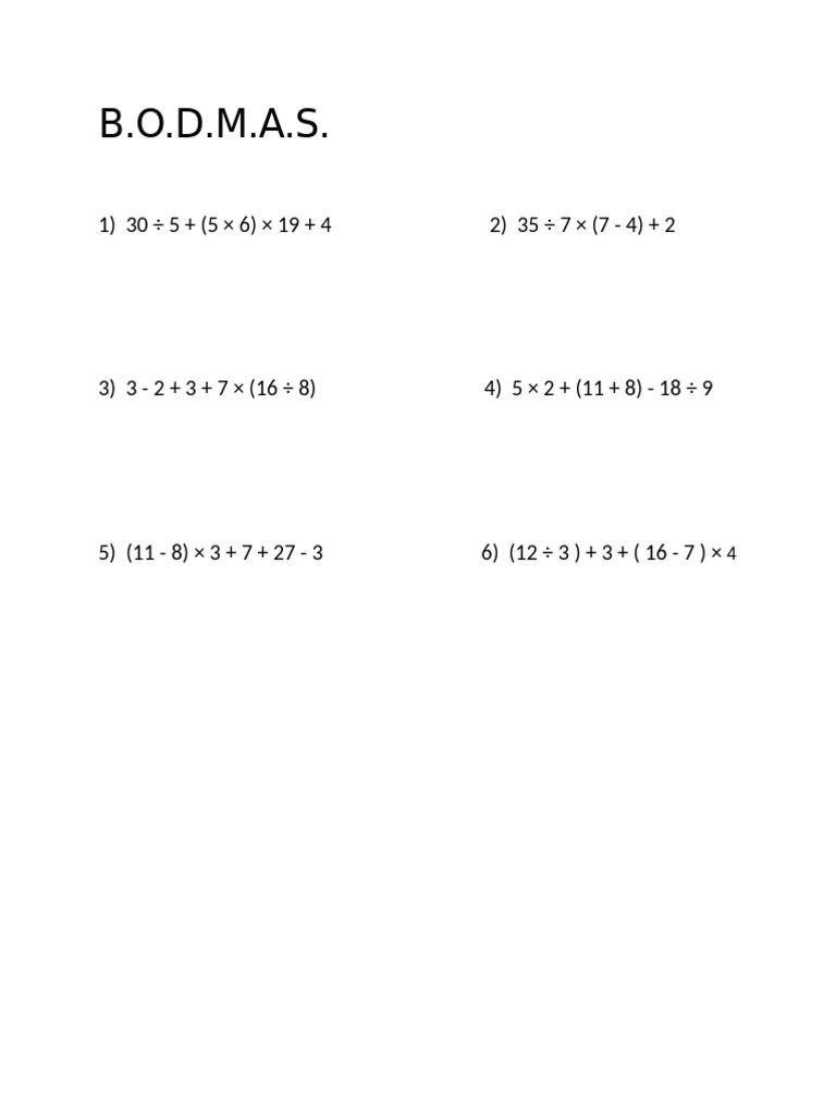 Math Bodmas | PDF