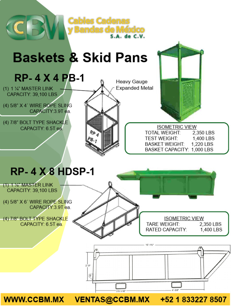 Heavy-Duty Baskets & Skid Pans Specs | PDF
