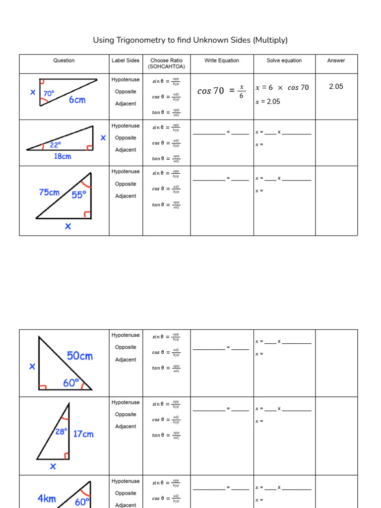 Using Trigonometry To Find Unknown Sides (Numerator) | PDF | Mathematics | Elementary Geometry