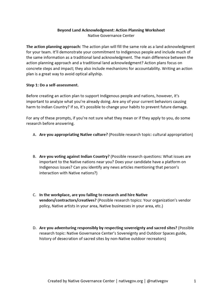Action Planning for Indigenous Support | PDF