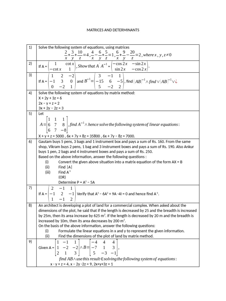Maths | PDF | Matrix (Mathematics) | Determinant