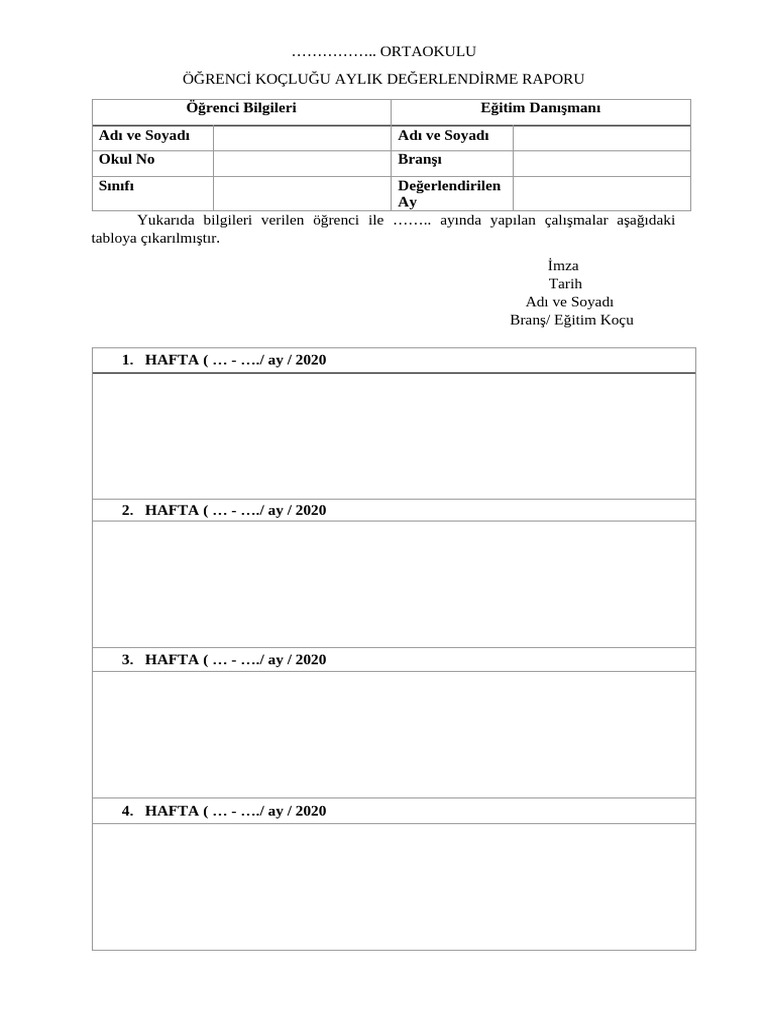 Aylik Degerlendirme Raporu | PDF