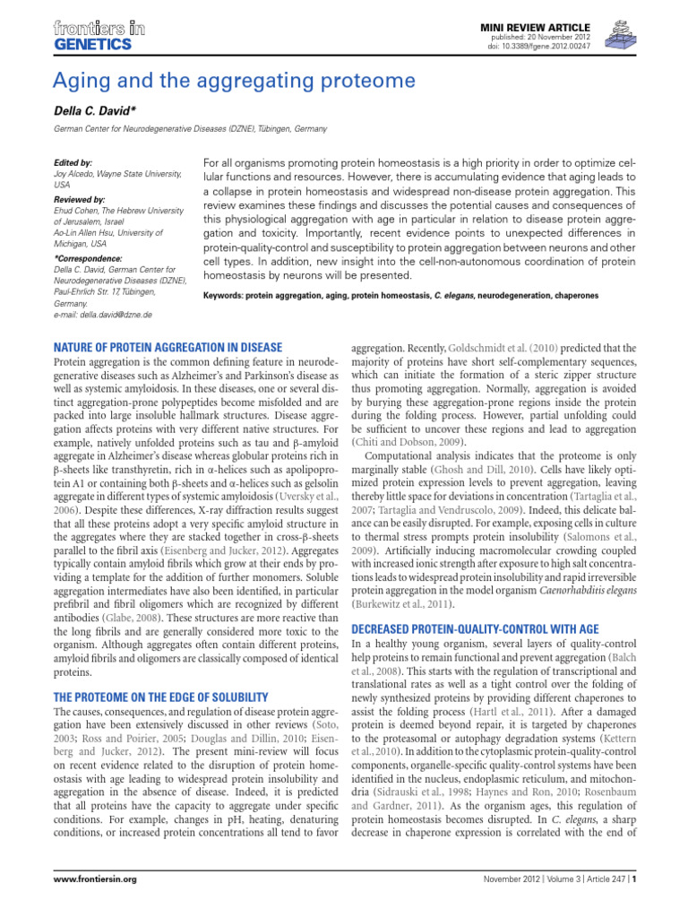 Aging and The Aggregating Proteome | PDF | Proteasome | Proteins