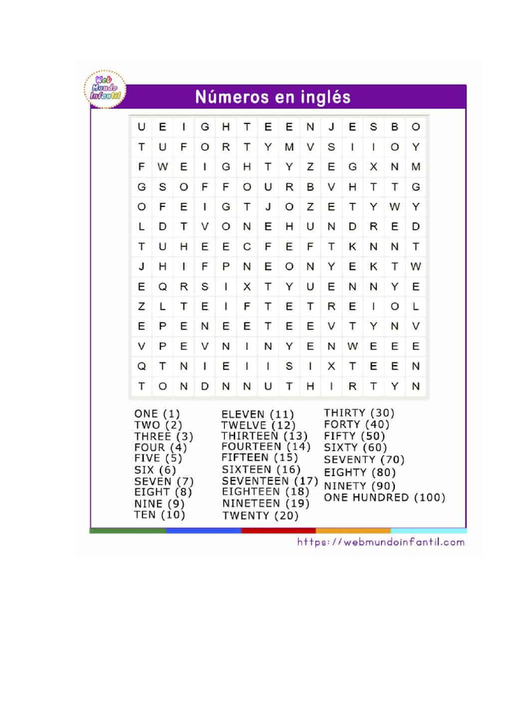 Sopa Letras Numbers | PDF