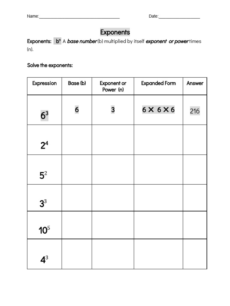 Exponents Notes | PDF