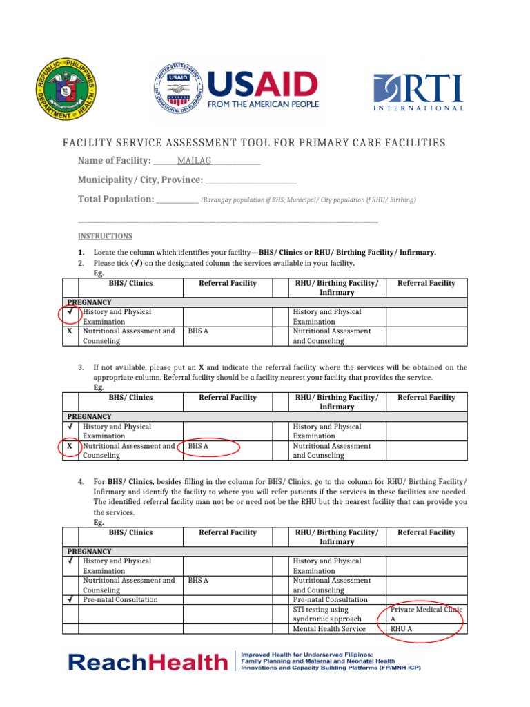Primary Care Facility Service Assessment Tool | PDF | Physical ...