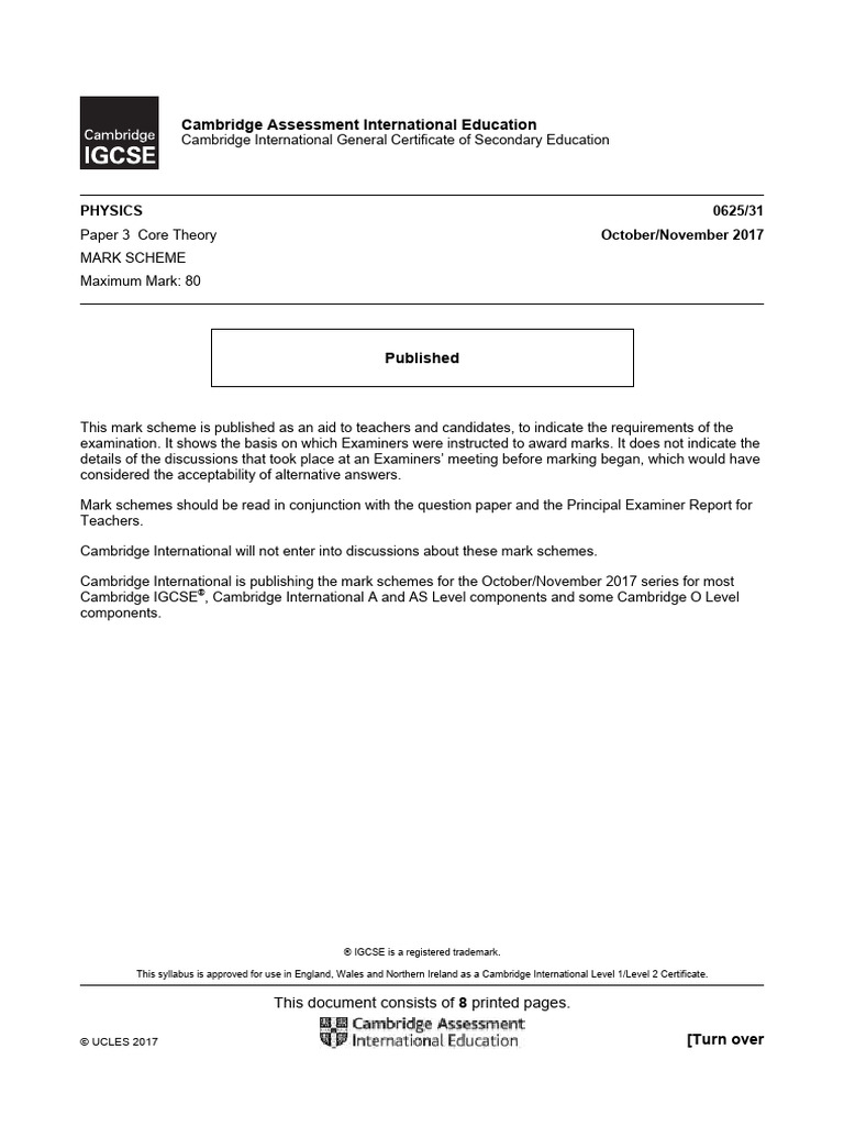 0625_w17_ms_31 | PDF | Physical Phenomena | Electromagnetism